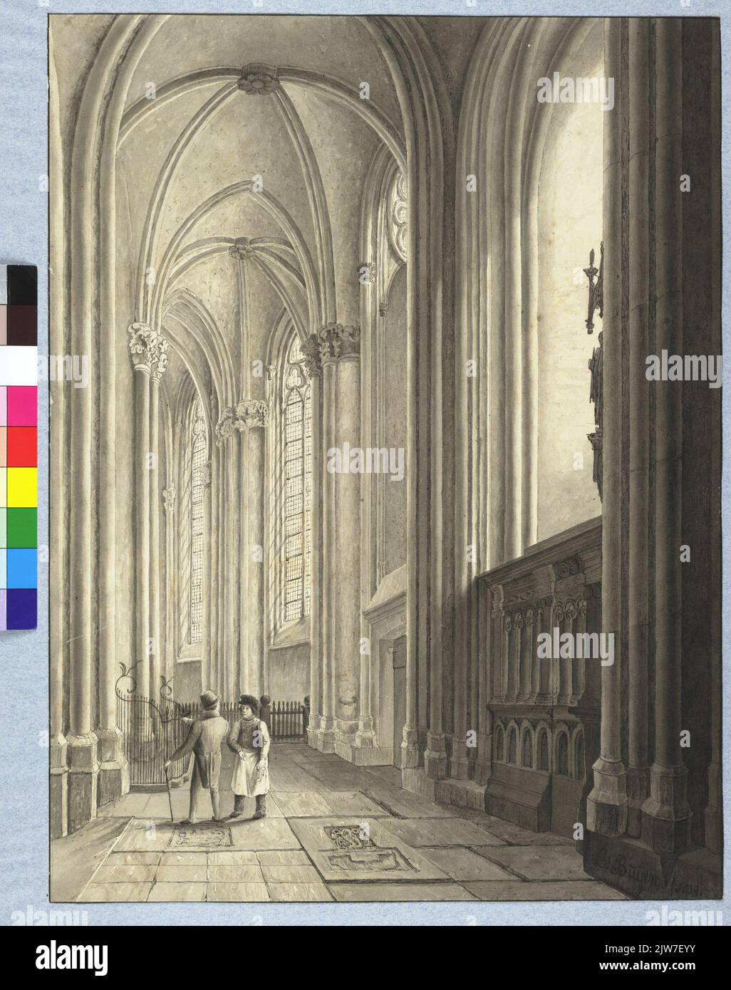 Interior of the Domkerk in Utrecht: face in the southern side aisle of ...