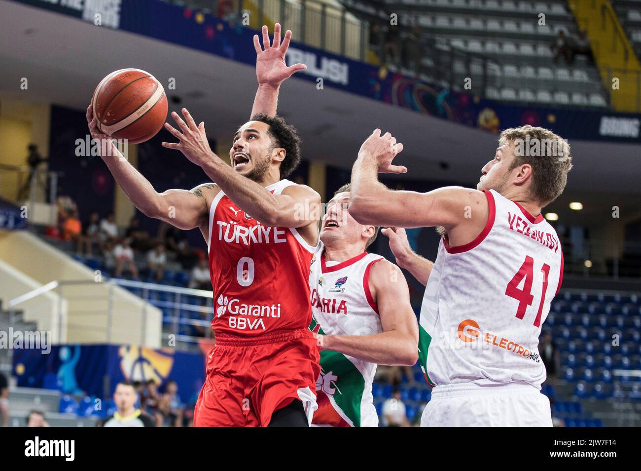 Aleksandar Vezenkov of Bulgaria and Dimitar Dimitrov of Bulgaria try to ...