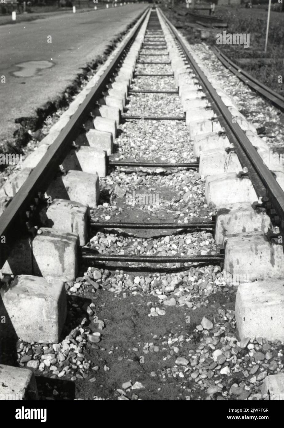 Image of laying concrete sleepers (concrete block rail) in the by the N ...