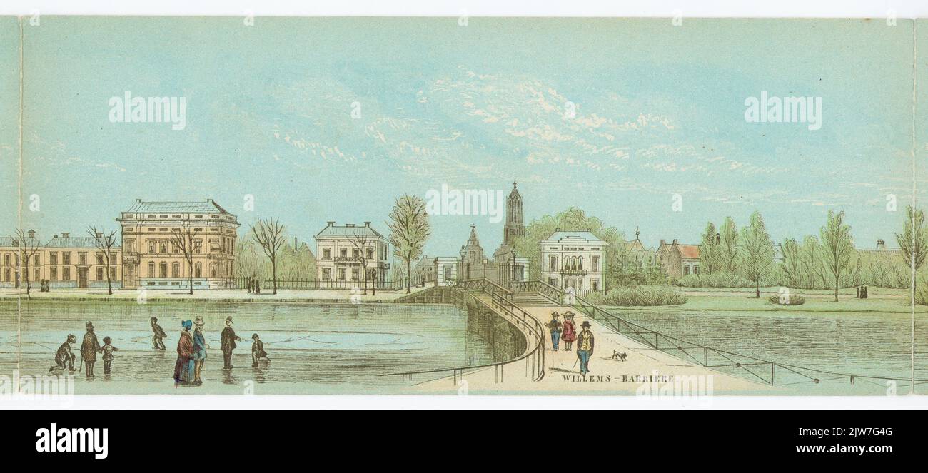 Gezicht over de Willemsbrug op de Rijnkade te Utrecht, het hek met de ...