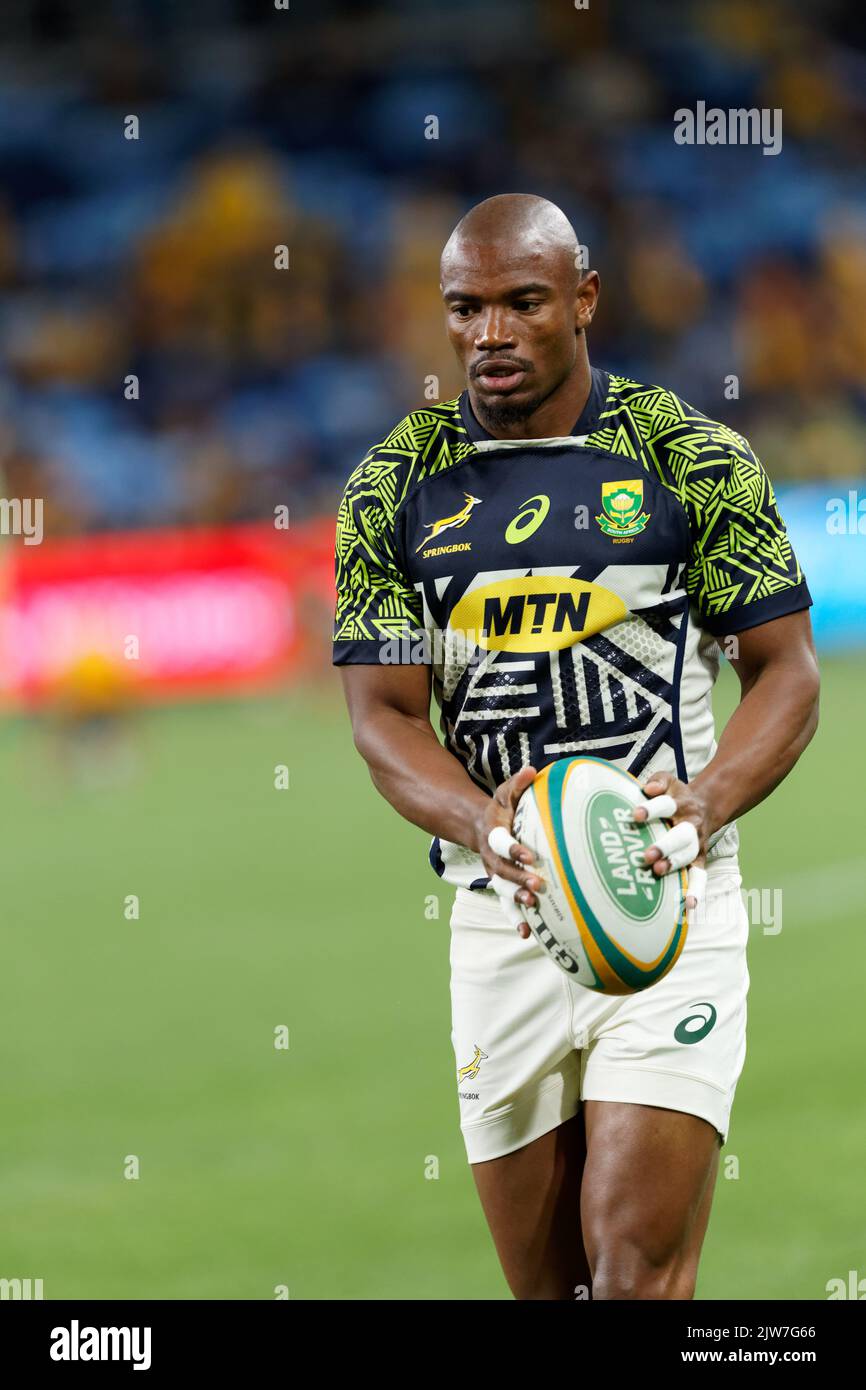 SYDNEY, AUSTRALIA - SEPTEMBER 3: Makazola Mapimpi from South Africa ...