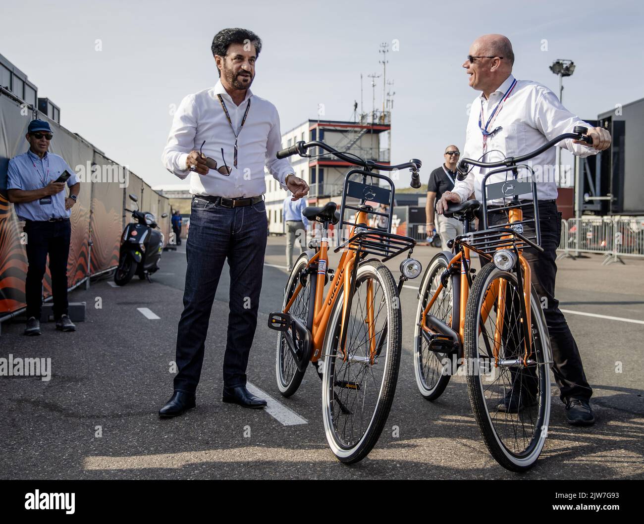 ZANDVOORT - FIA President Mohammed Ben Sulayem (L) in the run-up to the ...