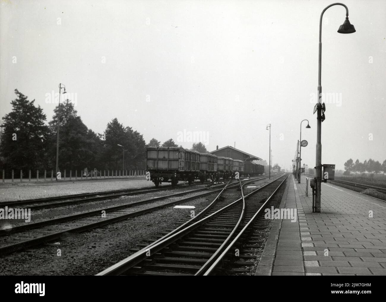 View of the platform and the yard of the N.S. station Leerdam in ...