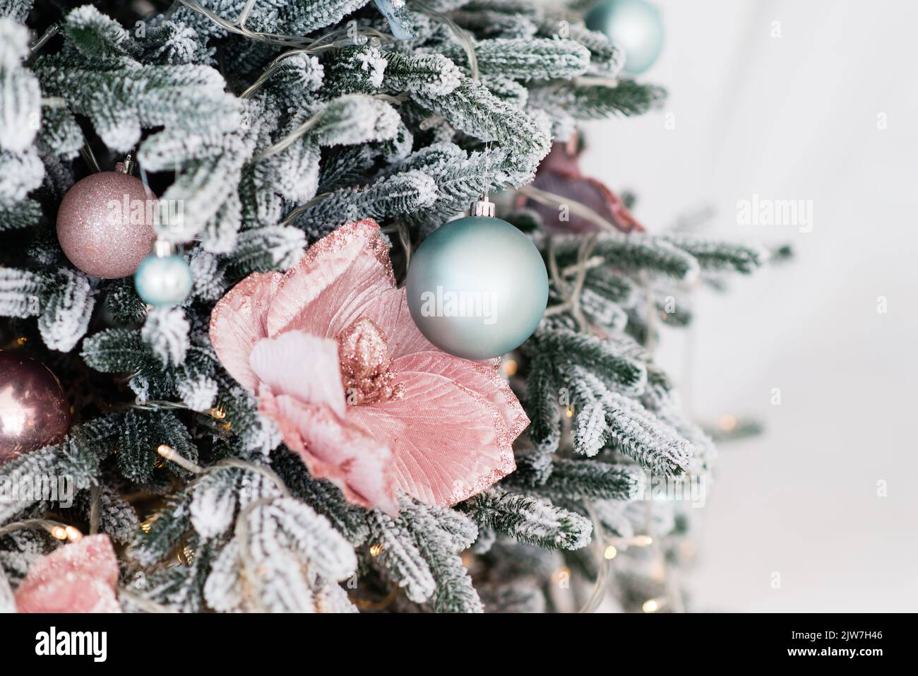 Christmas background with fir tree and decoration Stock Photo - Alamy