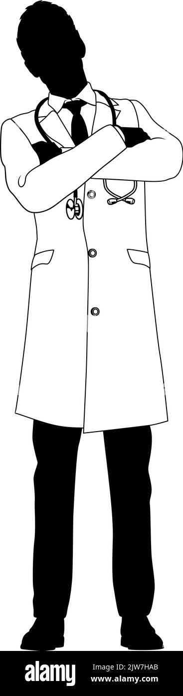 Doctor Man Medical Silhouette Healthcare Person Stock Vector Image ...