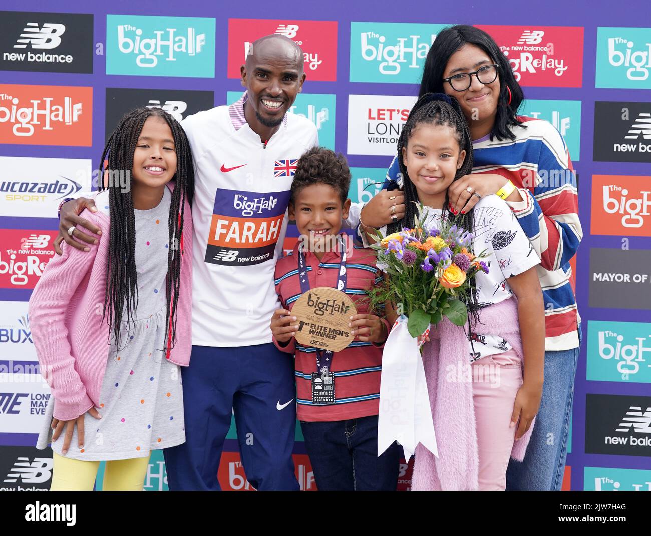 Sir Mo Farah with members of his family after he won the Men's Elite ...