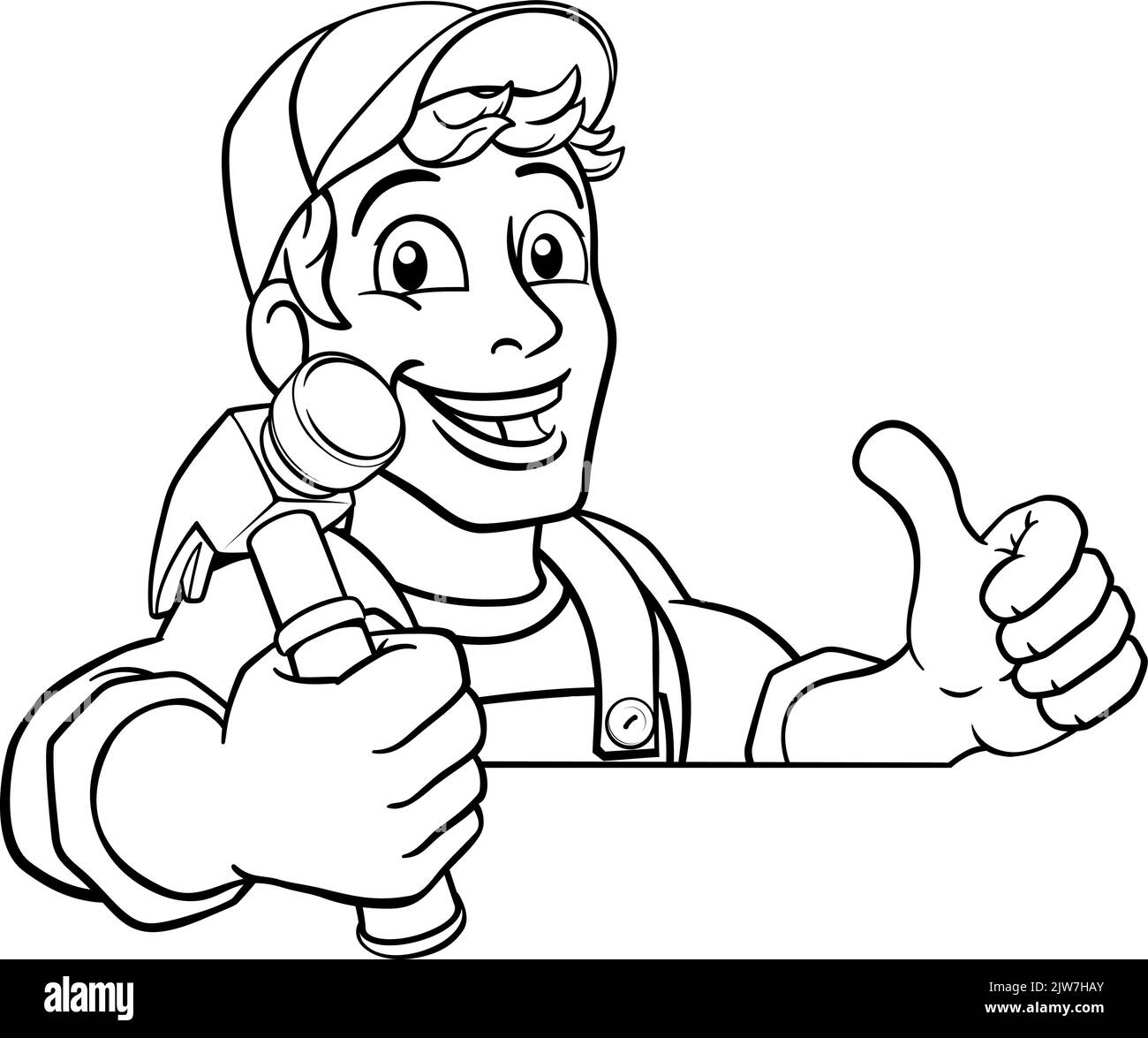 Handyman Hammer Cartoon Man DIY Carpenter Builder Stock Vector Image ...