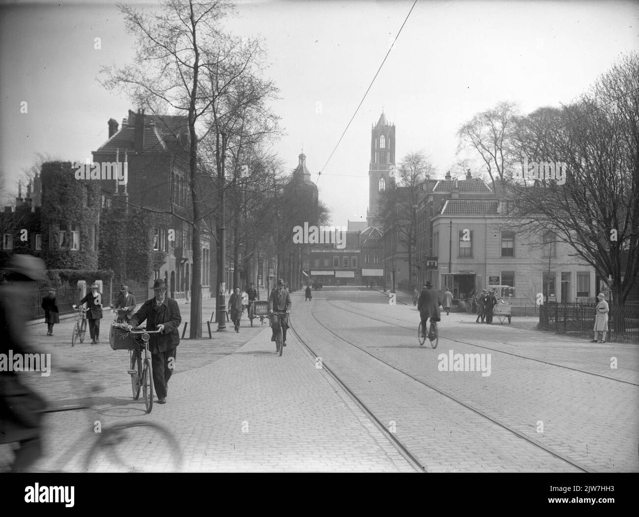 View of the Mariaplaats in Utrecht with the Dom tower in the background ...