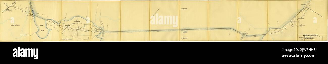 Map of the projected Zuiderzee Spoorweg over the Afsluitdijk between ...