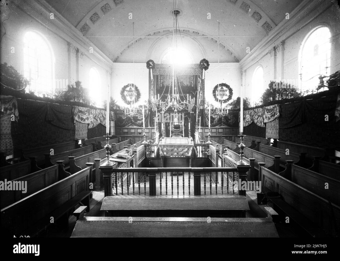 Interior of the synagogue of the Dutch Israelite municipality ...