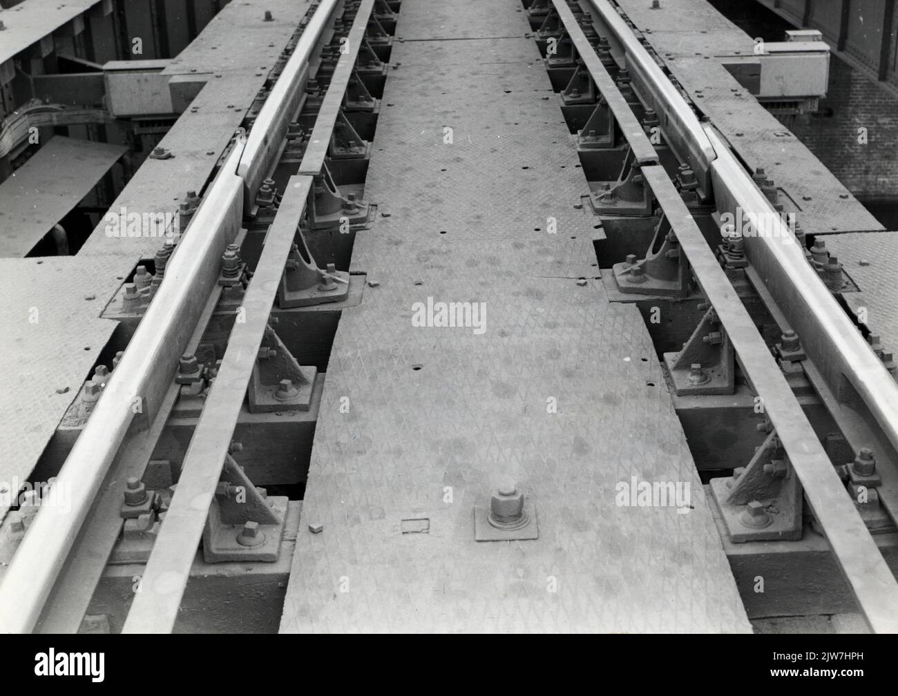 Image of the rail transition (compensation axle) at a railway bridge in ...