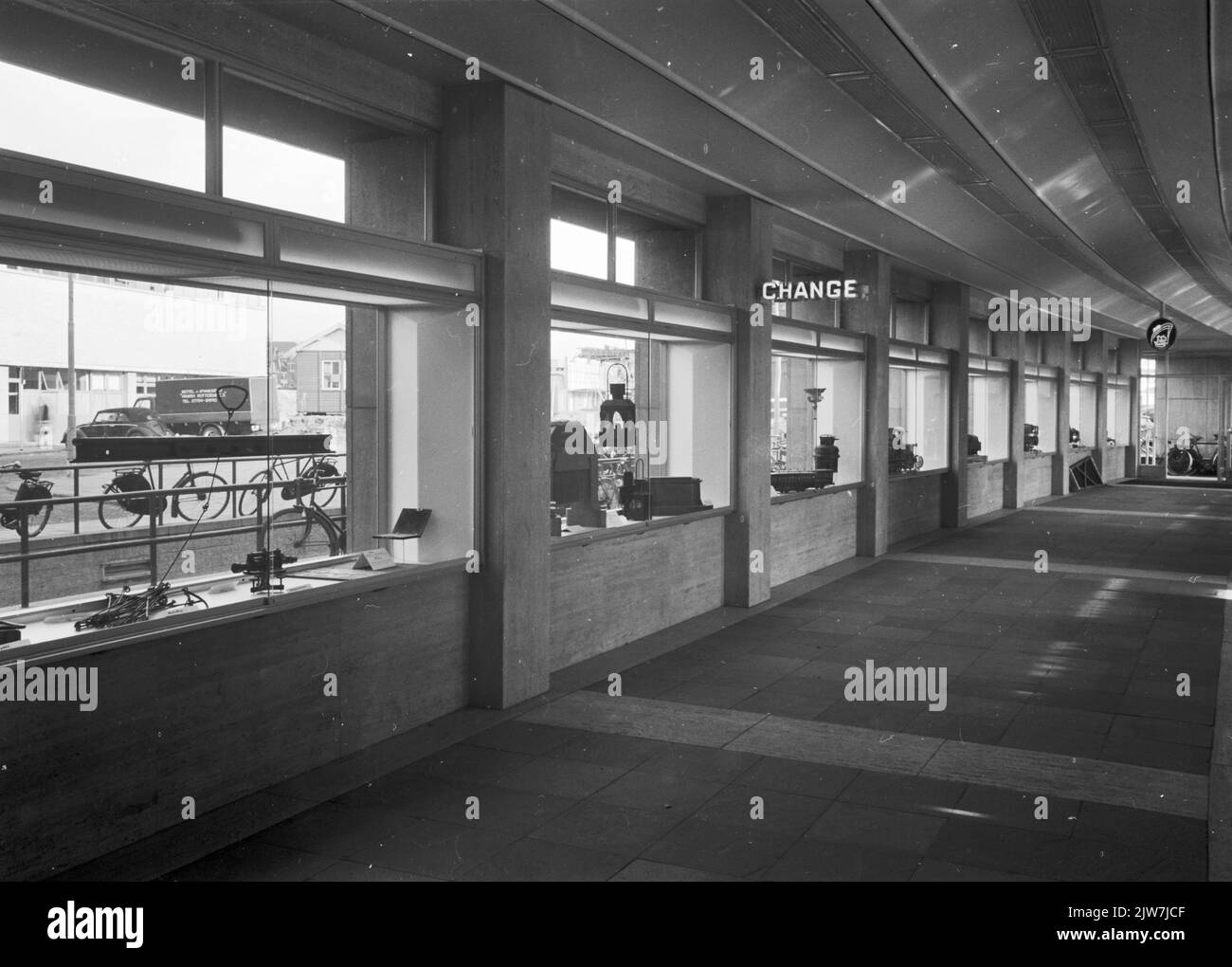 Image of the showcases (with historical, rail objects) in the passage ...