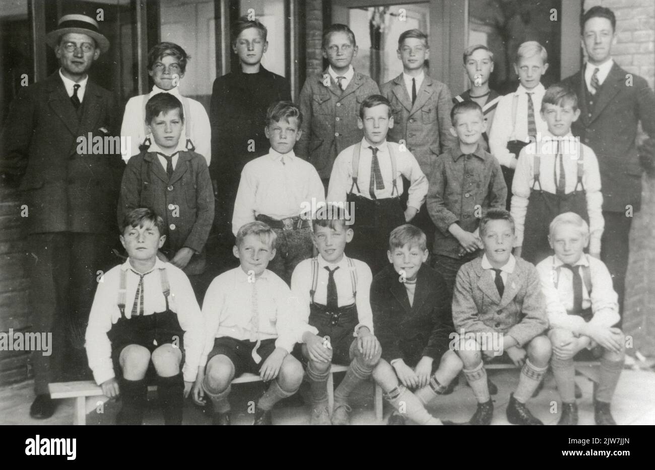 Group portrait of a boys' class and teachers in an unknown Roman ...