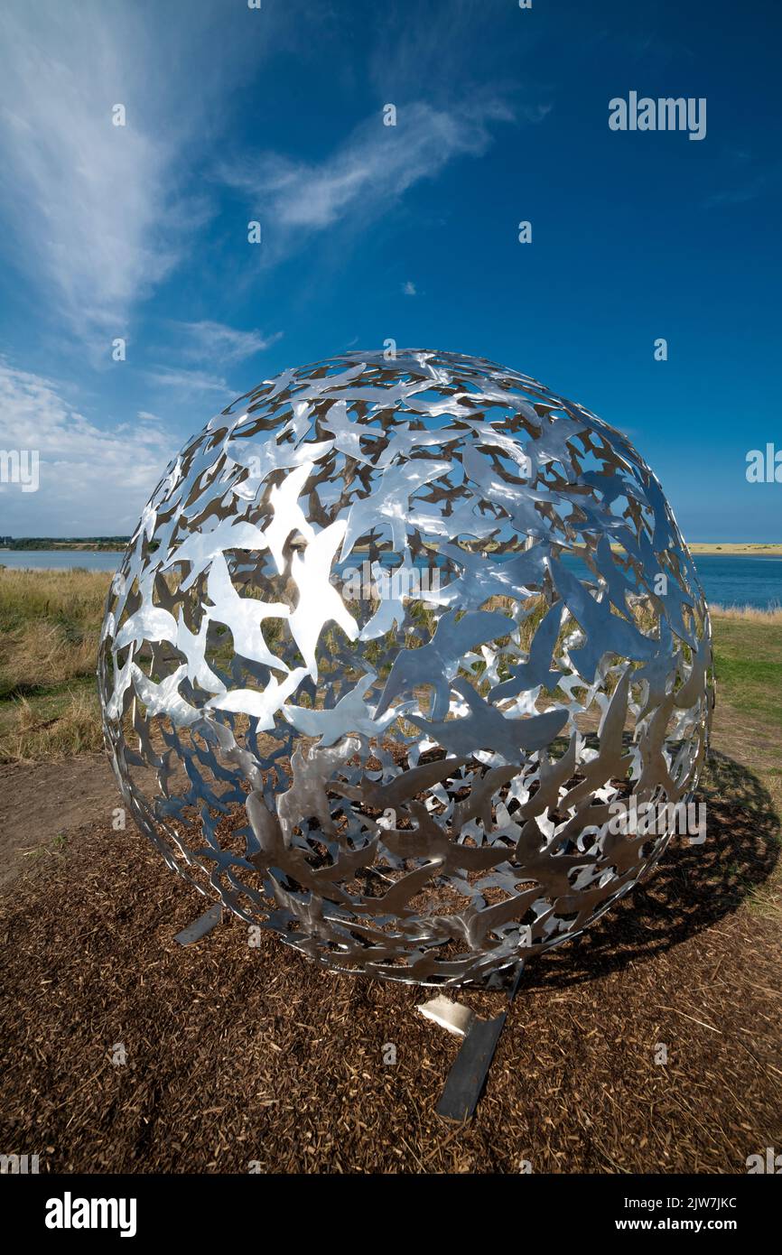 Bird sphere statue in Amble Stock Photo - Alamy