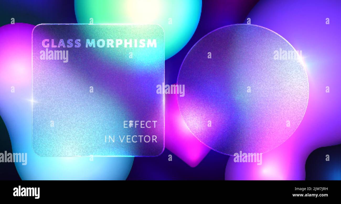 Glassmorphism vector effect with transparent card on fluid gradient ...