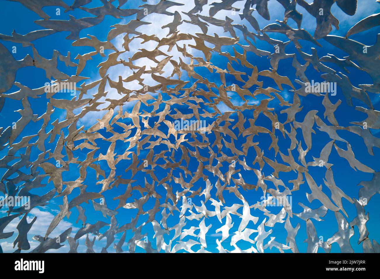 Bird sphere statue in Amble Stock Photo - Alamy