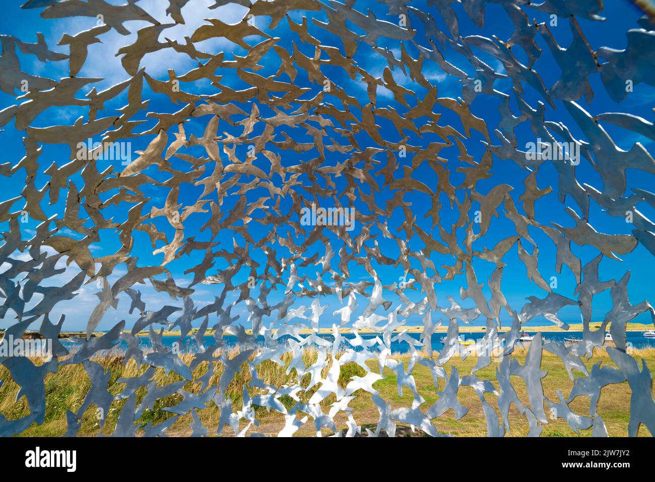 Bird sphere statue in Amble Stock Photo - Alamy