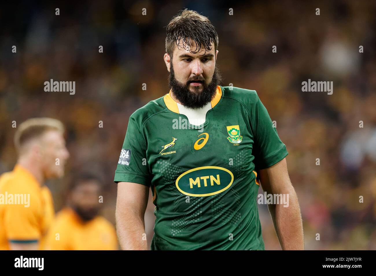 SYDNEY, AUSTRALIA - SEPTEMBER 3: Lood de Jager of South Africa looks on ...
