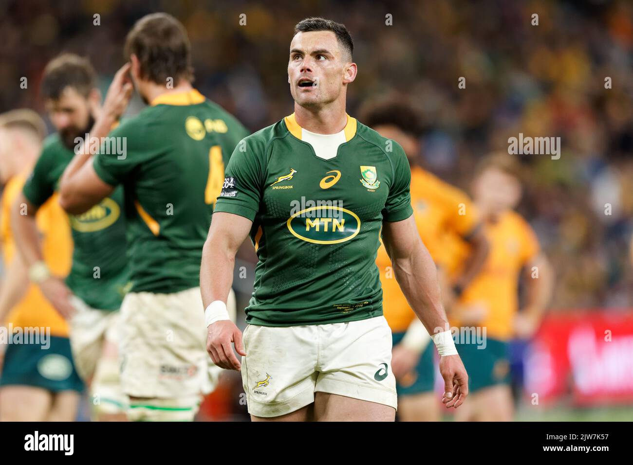 SYDNEY, AUSTRALIA - SEPTEMBER 3: Jesse Kriel of South Africa looks at ...