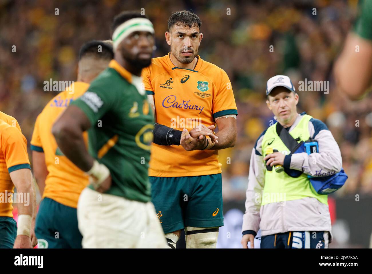 SYDNEY, AUSTRALIA - SEPTEMBER 3: Rory Arnold of Australia looks on ...