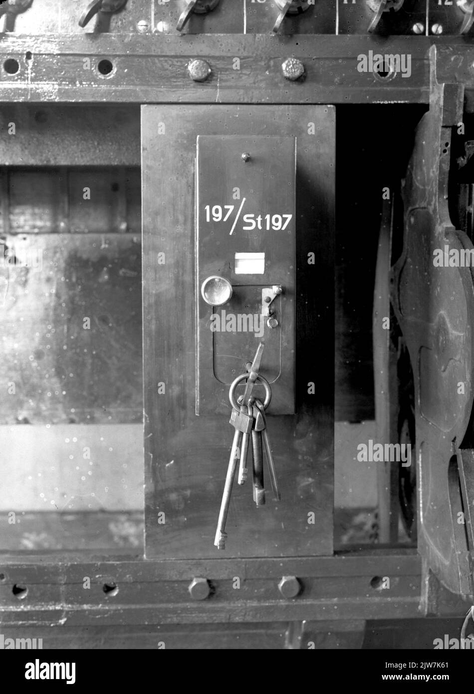 Image of the lock with keys for the points of the neighborhood tracks ...