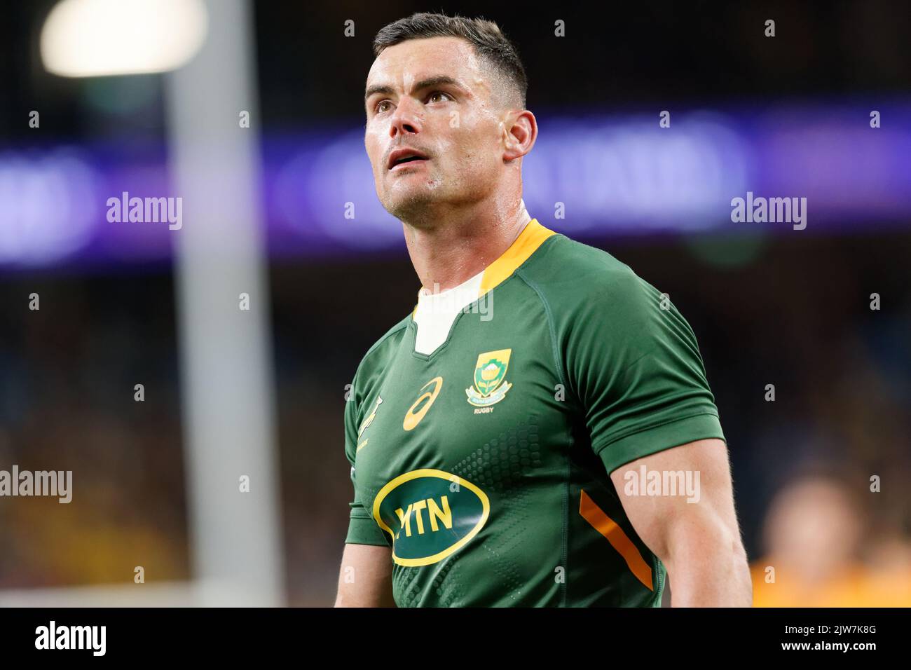 SYDNEY, AUSTRALIA - SEPTEMBER 3: Jesse Kriel of South Africa looks at ...