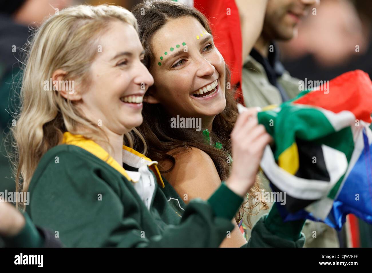 SYDNEY, AUSTRALIA - SEPTEMBER 3: Springboks fans celebrate a try during ...