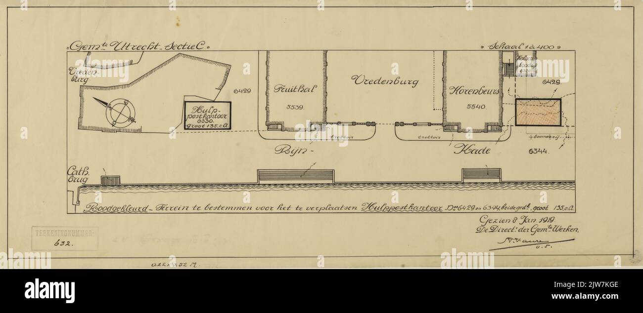 Map of the buildings between Vredenburg and the Rijnkade in Utrecht ...