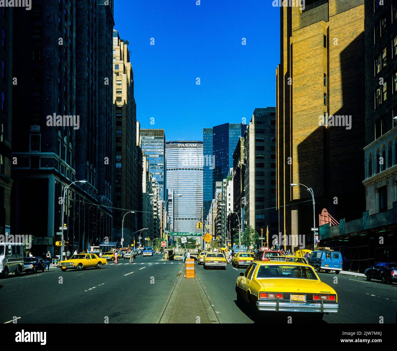 New York, 1980s, Park Avenue south, Panam building in the distance ...