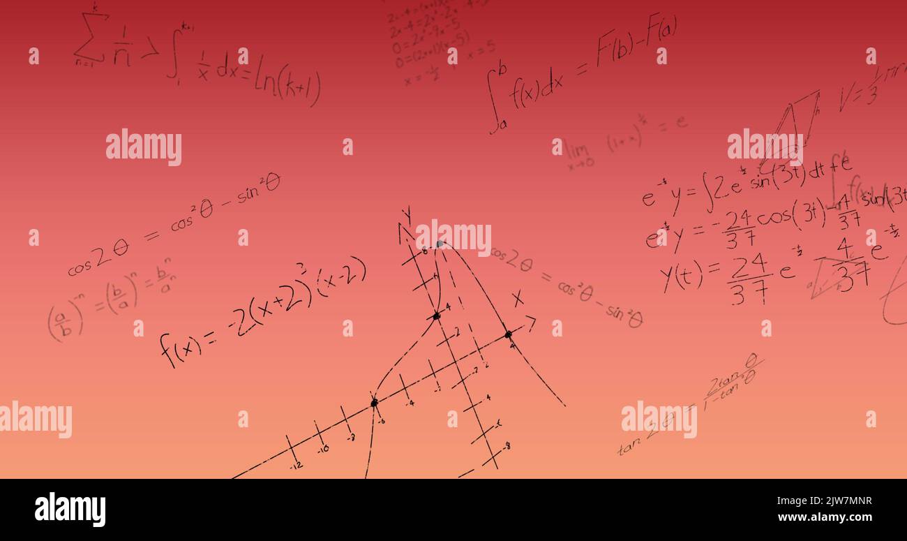 Image of mathematical equations on pink background Stock Photo - Alamy