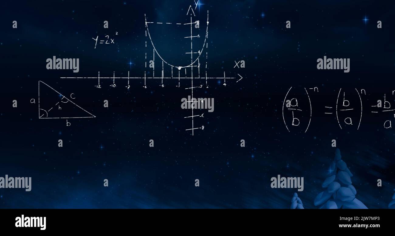 Image of mathematical equations on black background Stock Photo - Alamy