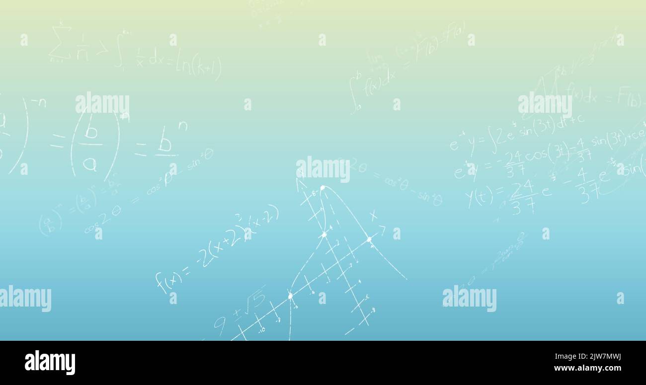 Image of mathematical equations on blue background Stock Photo - Alamy