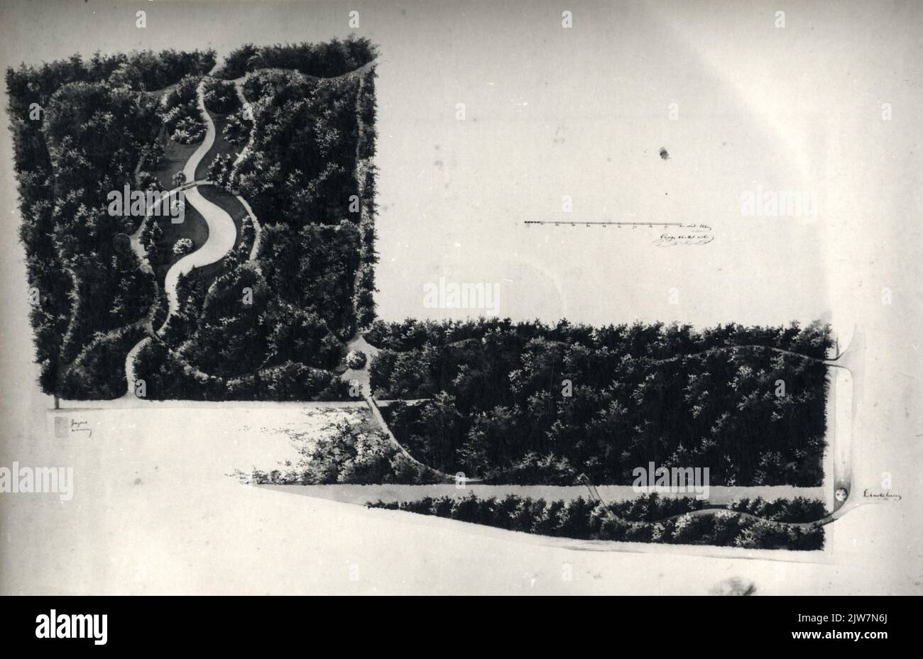 Map of a part of the park of the Gunterstein house near Breukelen Stock ...