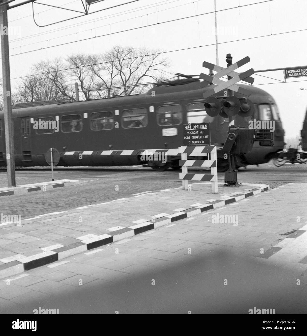 View of a Ahob's secure railway crossing in De Vink at Leiden while ...
