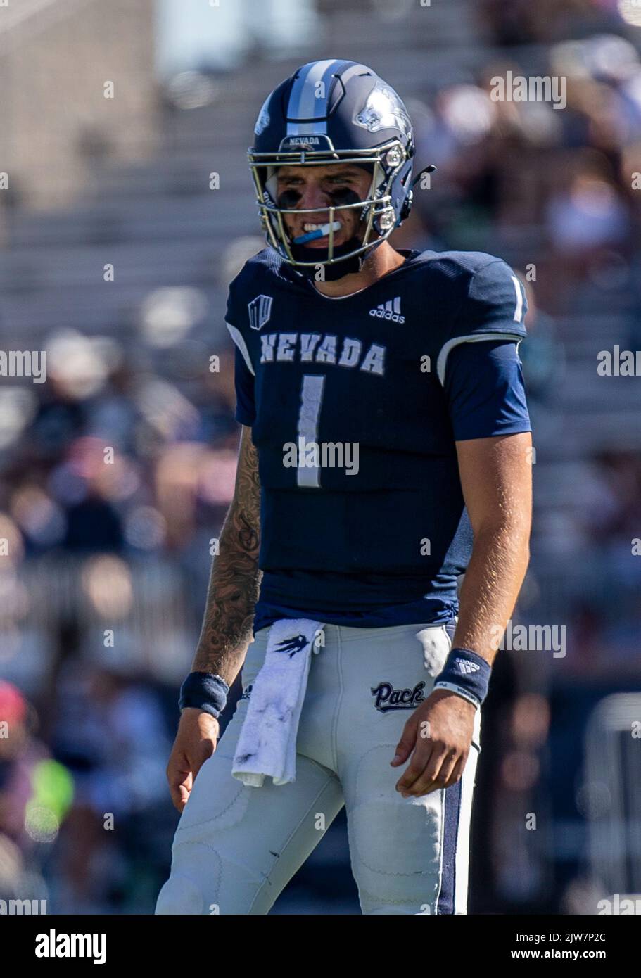 September 03 2022 Reno, NV USA Nevada quarterback Shane Illingworth (1 ...