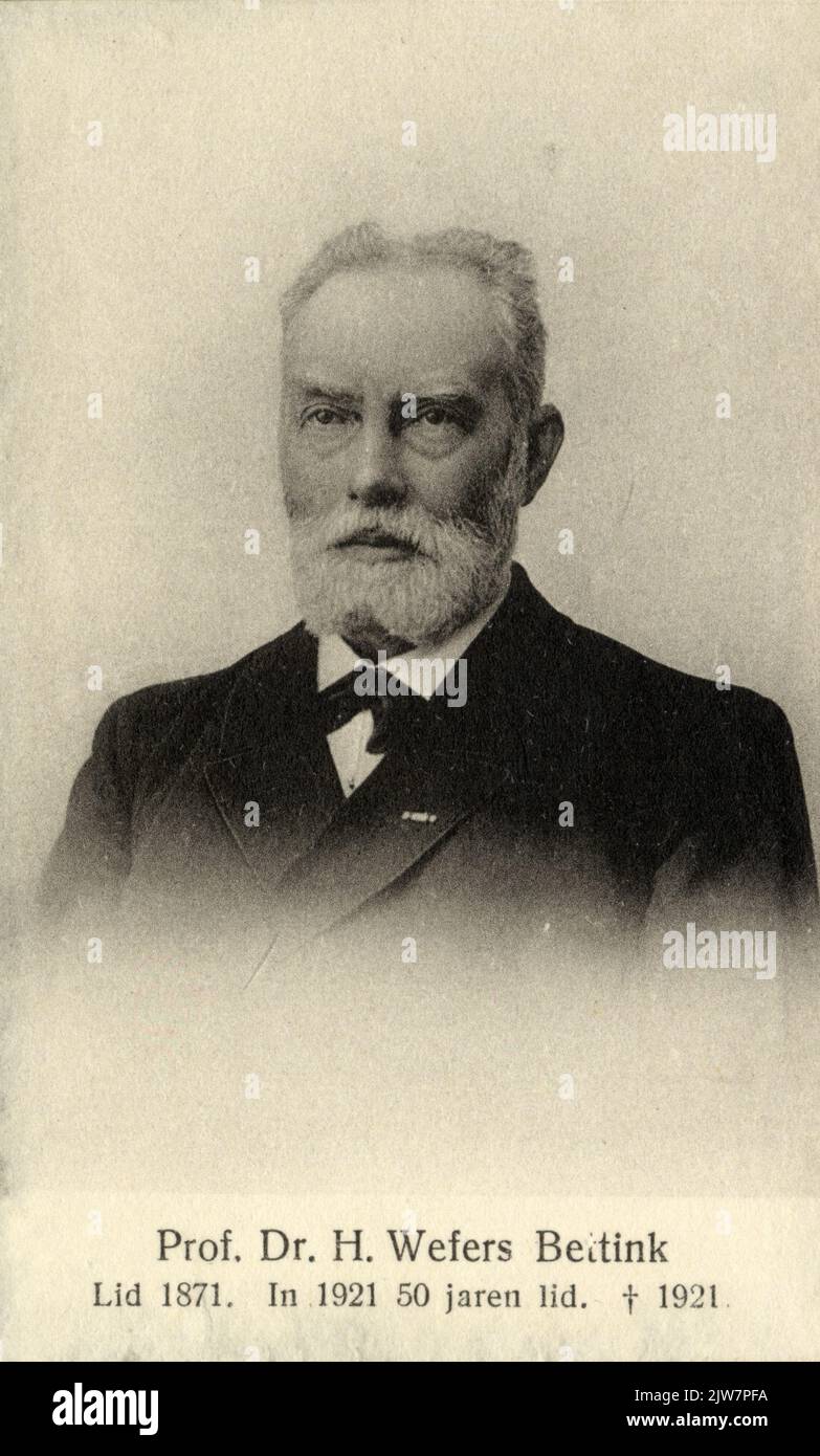 Prof. Dr. H. Wefers Bettink / Member 1871. In 1921 50 years member ...