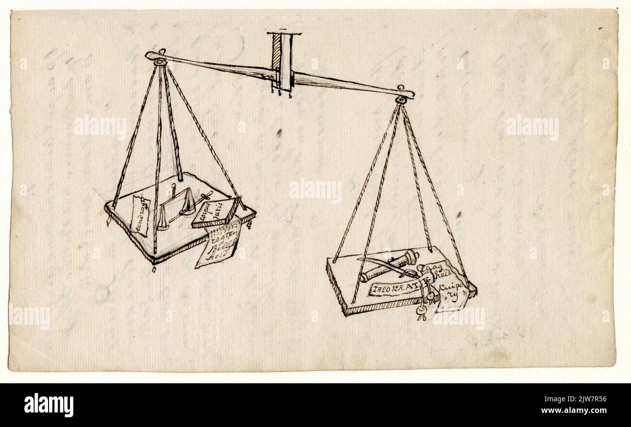 Image of a scale with various attributes. Cartoon on the attempts by ...