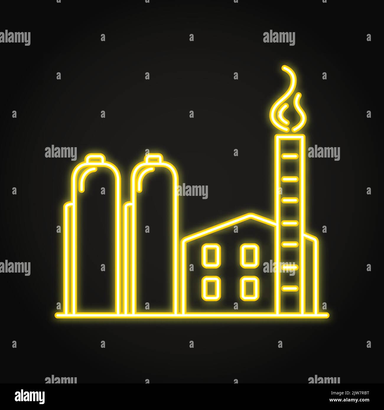 Neon natural gas plant icon in line style. Fossil fuel energy symbol ...