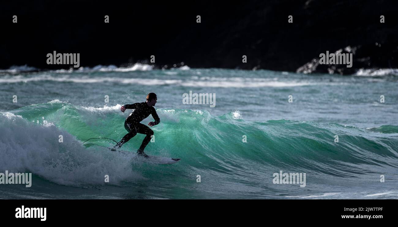 Surfers captured riding the best waves in Cornwall on Porthleven reef ...