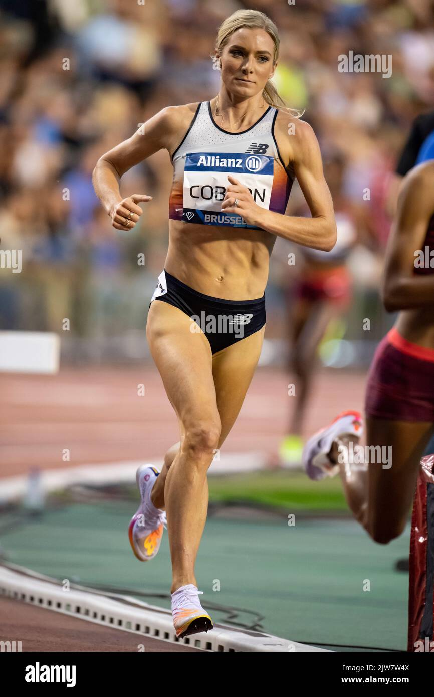 Emma Coburn of the USA competing in the women’s 3000m steeplechase at ...