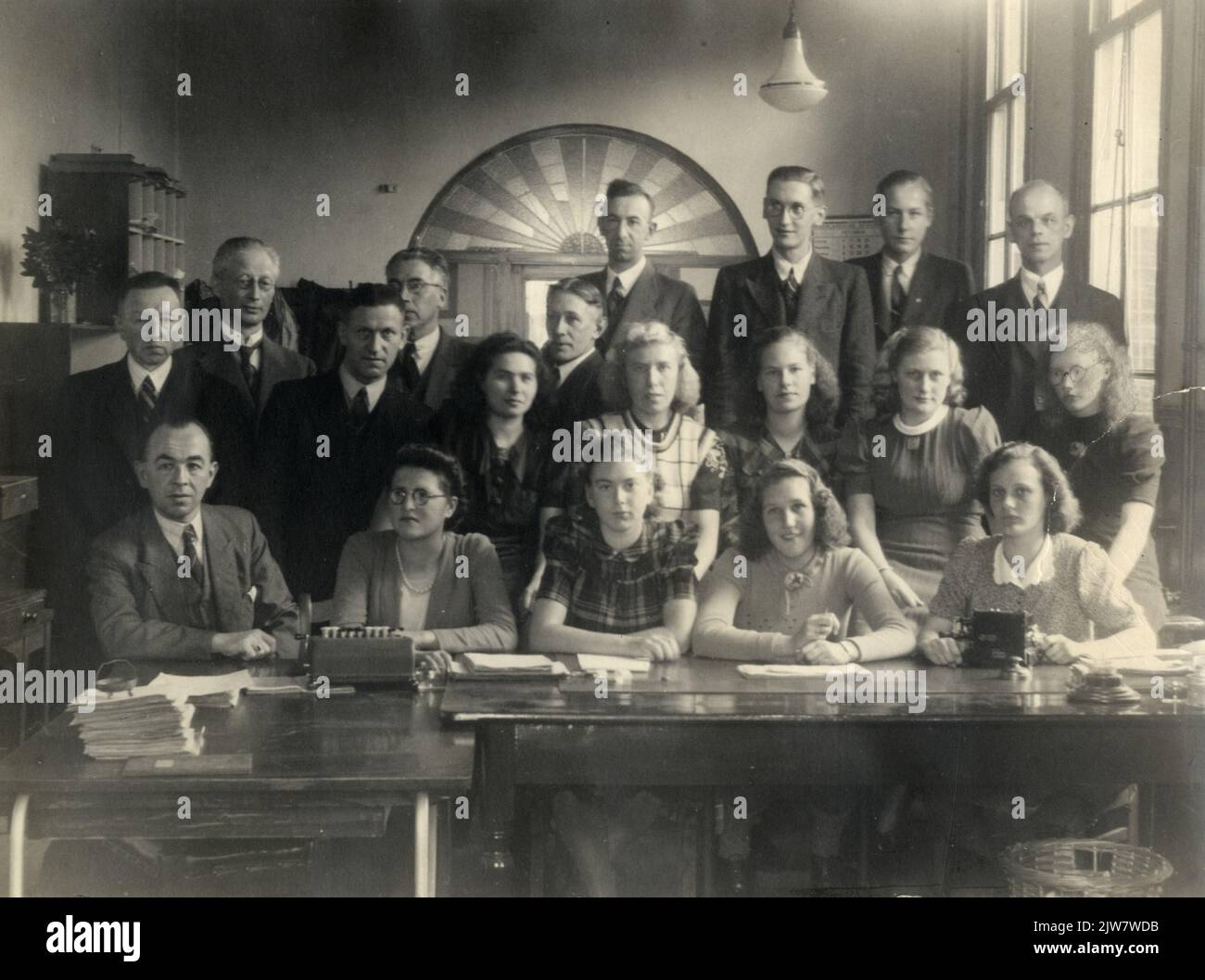 Group portrait of the employees of the financial service and the ...