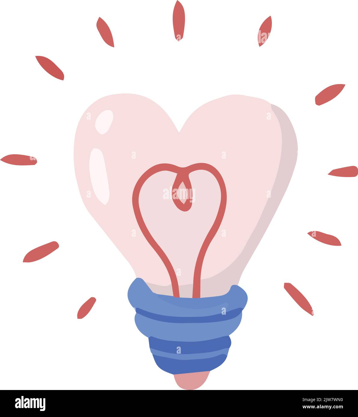 Hand Drawn heart shaped light bulb illustration isolated on background ...