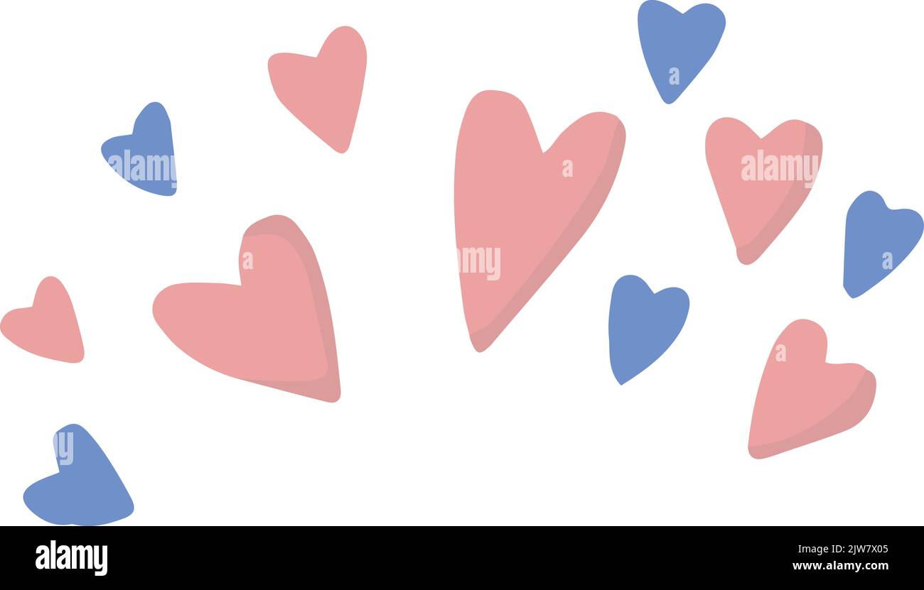 Hand Drawn heart is floating illustration isolated on background Stock ...
