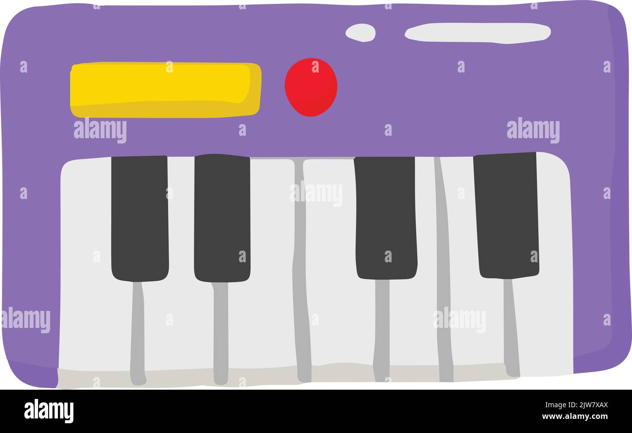 Hand Drawn cute piano keyboard illustration isolated on background ...