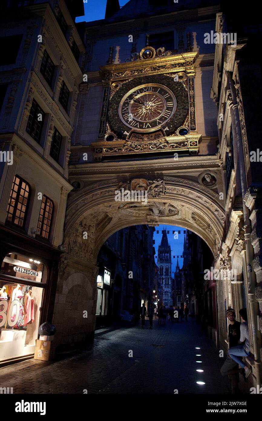Gros Horloge clock in Rouen,Normandy,France Stock Photo - Alamy