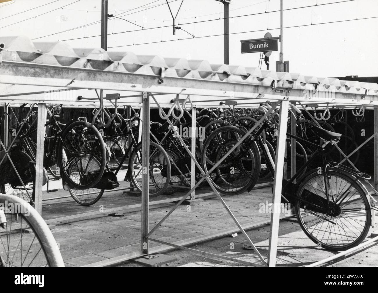 Image of bicycles in the covered bicycle parking at the N.S. station ...
