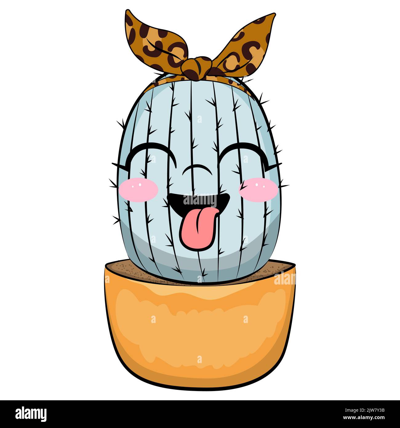 Cute cartoon cactus illustration. Home plants. Vector Stock Vector ...