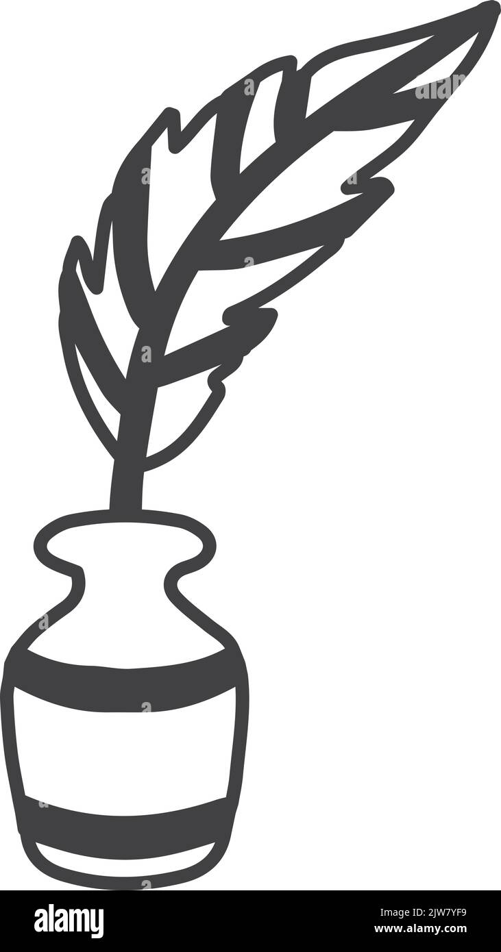 Hand Drawn feather pen and ink illustration isolated on background ...