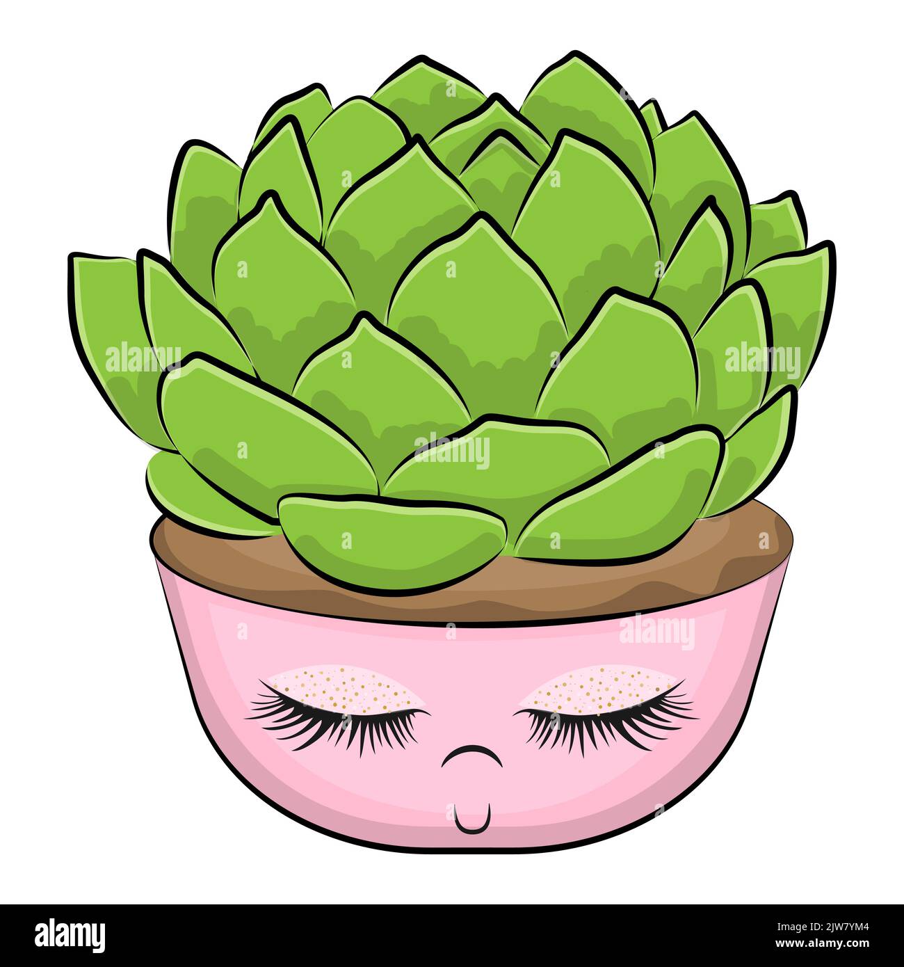 Cute cartoon cactus illustration. Home plants. Vector Stock Vector ...