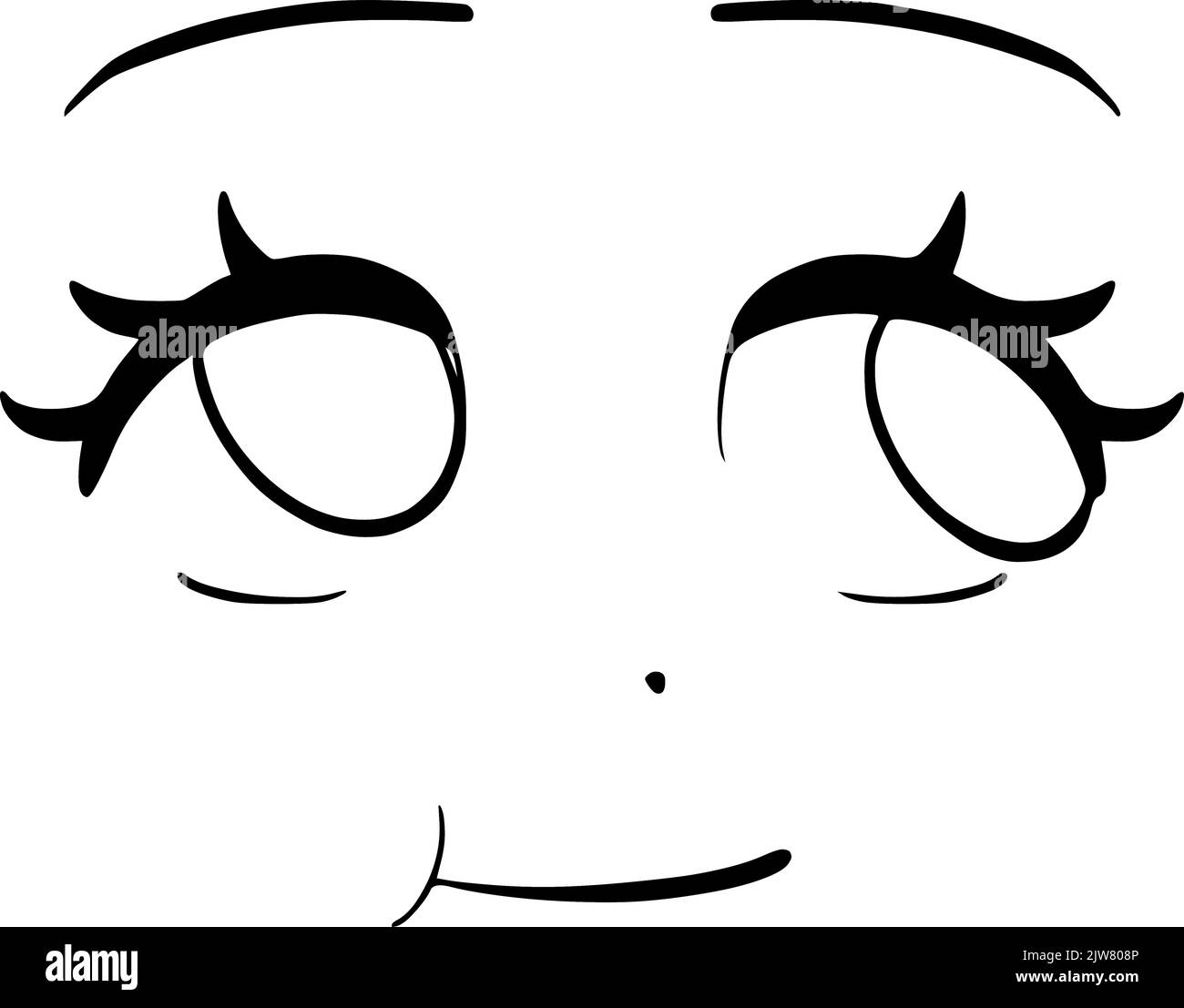 Anime Face Hand Drawn Simple Illustration Line Art Stock Vector Image